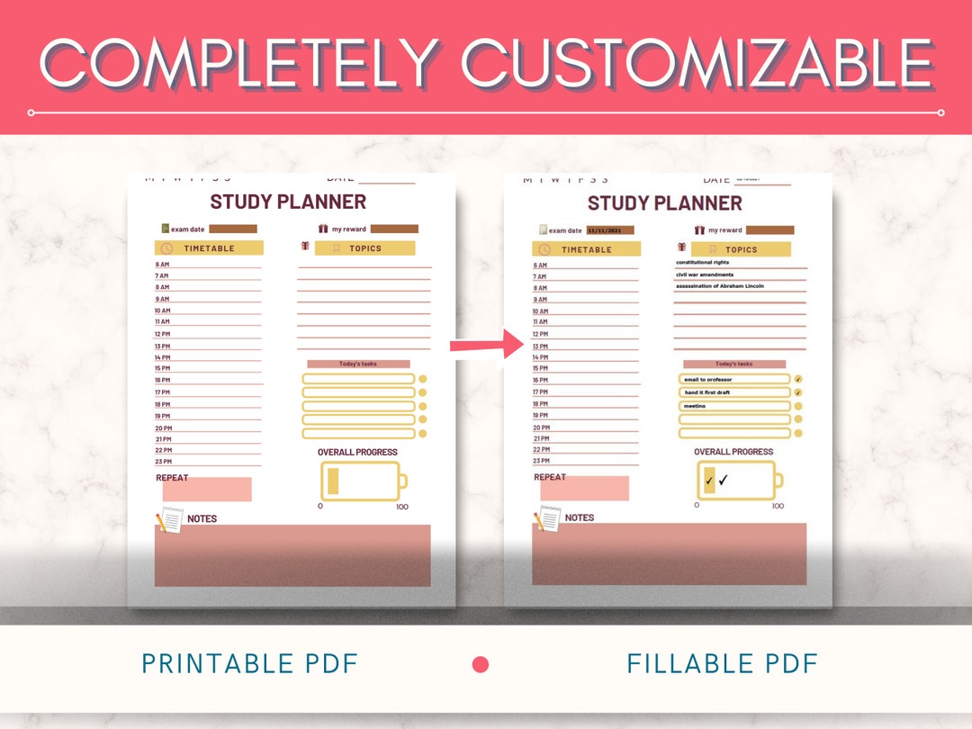 Letter Size A4, Study Planner - Etsy