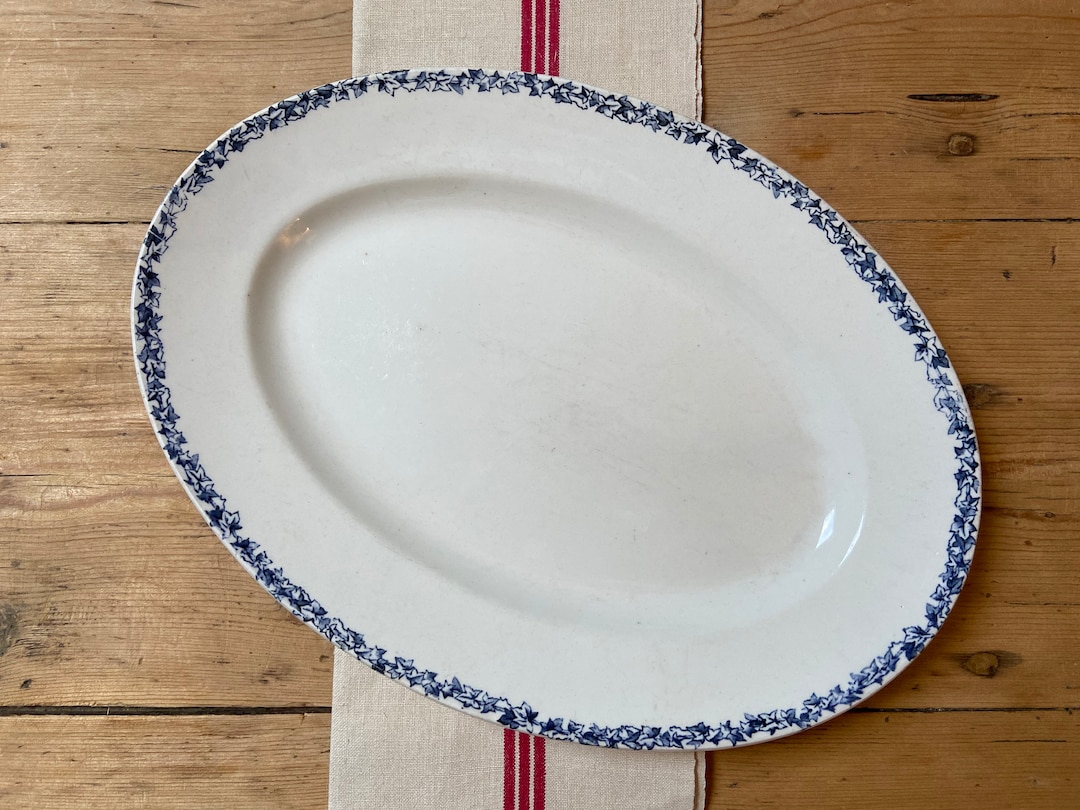 Large Oval Dish P. Luce Early 20th Century Blue Iron Clay Antique ...