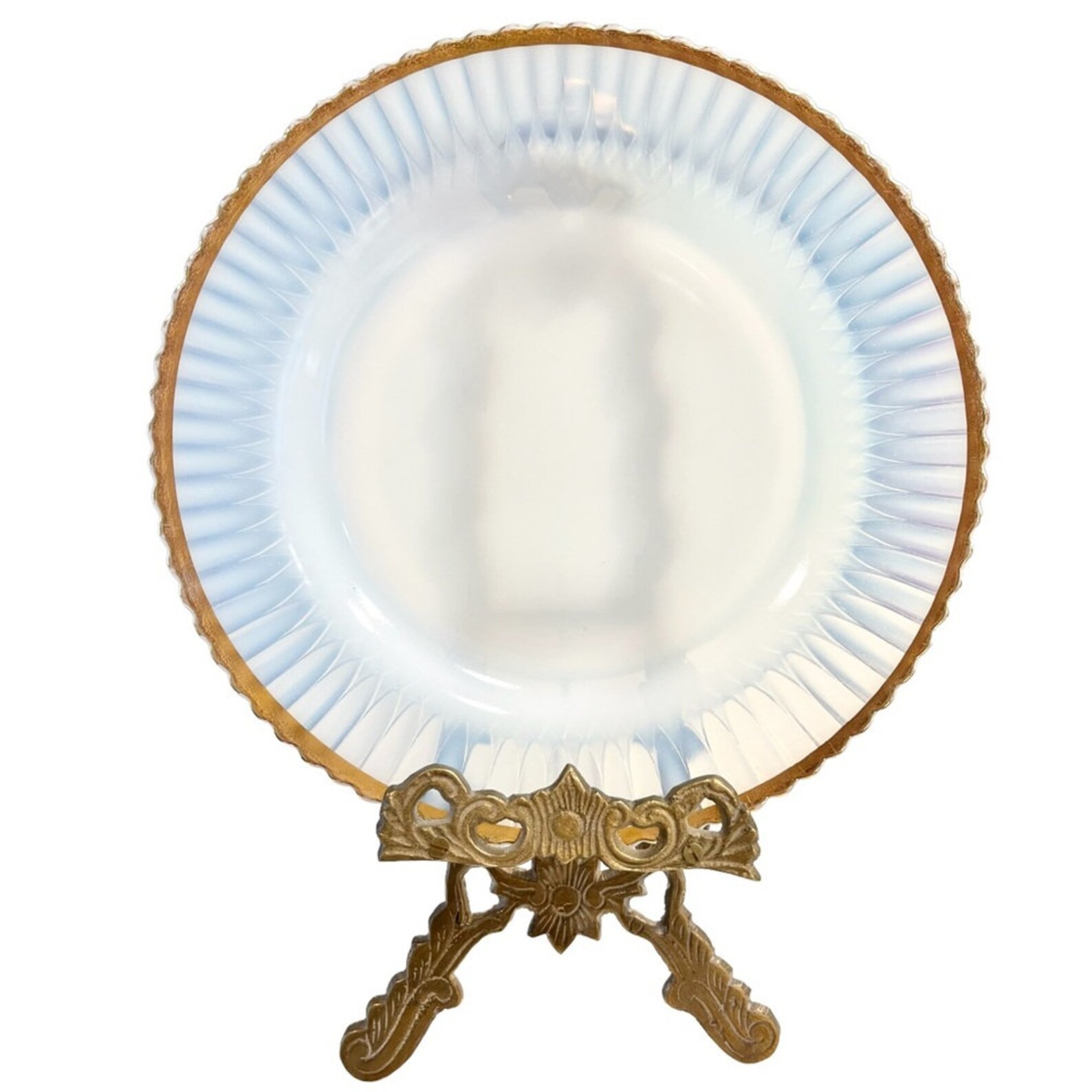 Vintage Petalware Dinner Plate by Macbeth Evans, Gold Rim Opal White Glass Pearl - Etsy