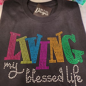 Living My Blessed Life Rhinestone T-shirt - Etsy