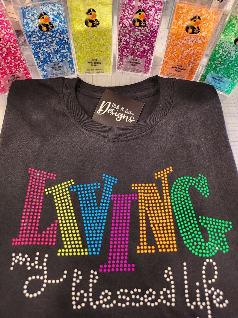 Living My Blessed Life Rhinestone T-shirt - Etsy