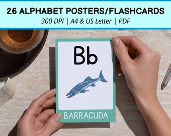 Aquatic Animal Alphabet Poster/flashcards–abc Printable for Kids ...