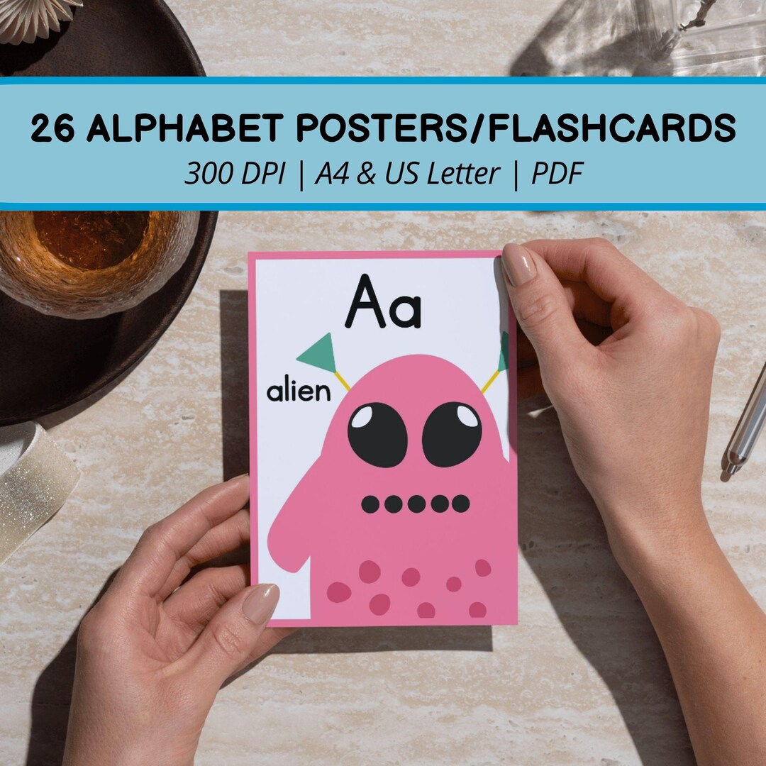 Outer Space ABC Alphabet Poster Flashcards Digital Printable for Kids ...