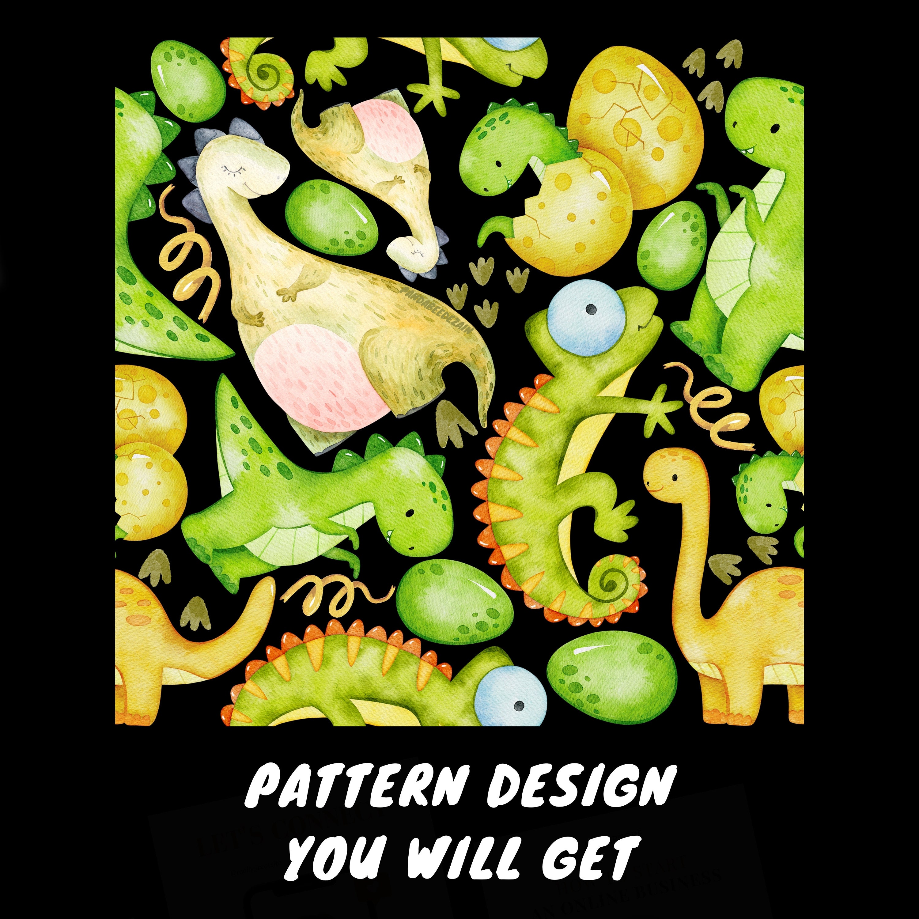 DINOSAURS PNG Transparent Background Seamless Repeating Pattern Design ...