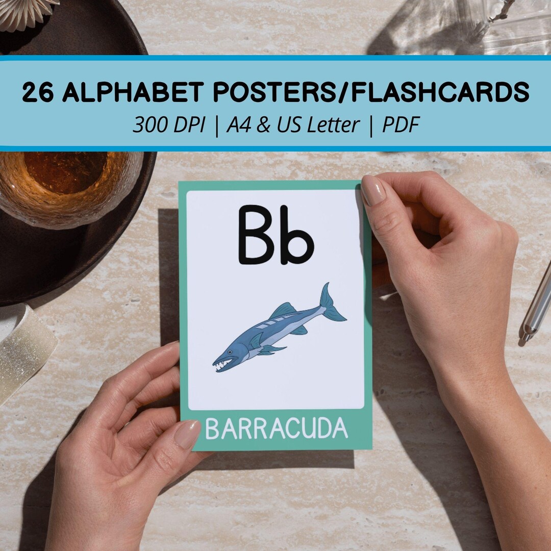 Aquatic Animals ABC Poster: Kids Classroom, Nursery Art (A4 & US Letter ...