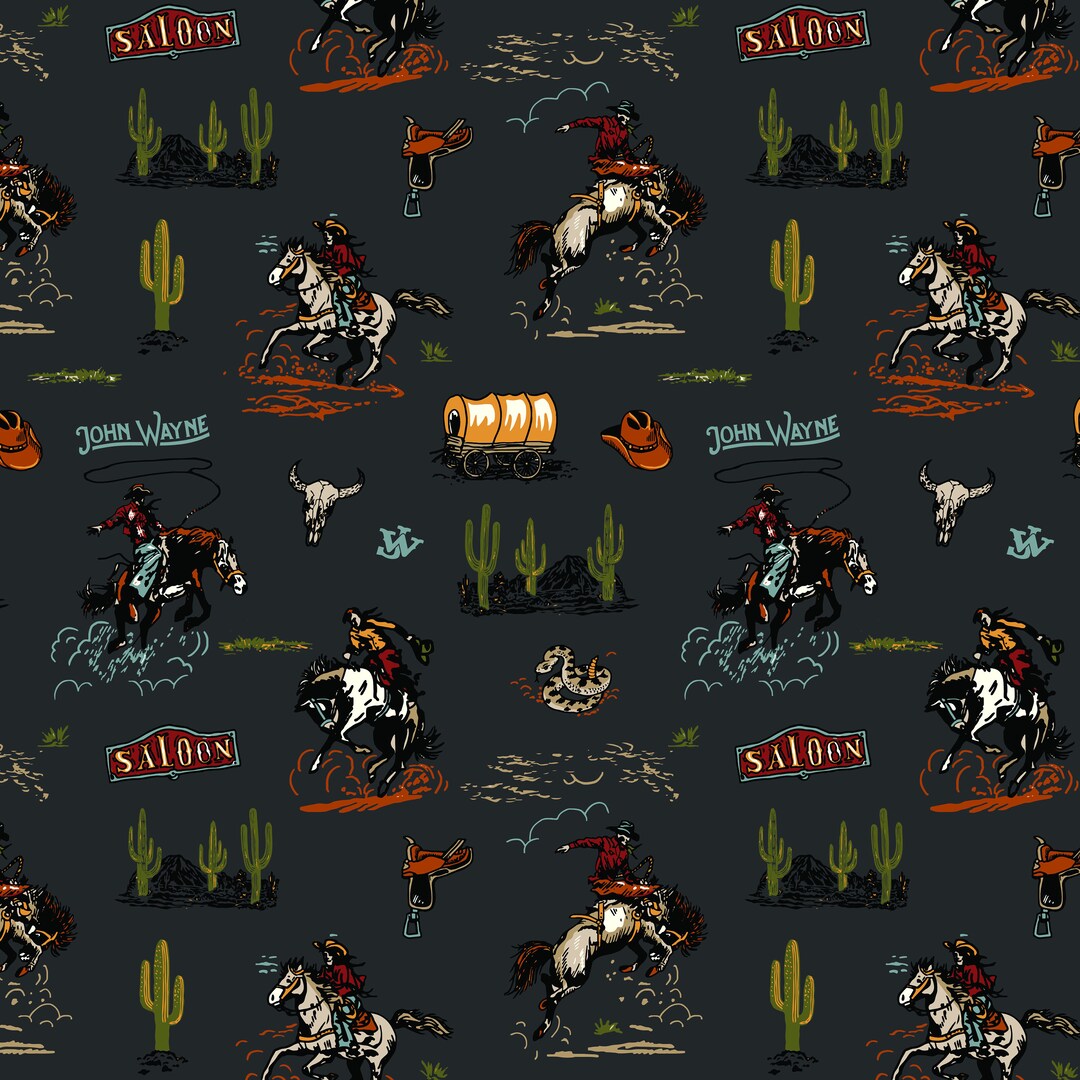 John Wayne Courage Charcoal Fabric - Etsy