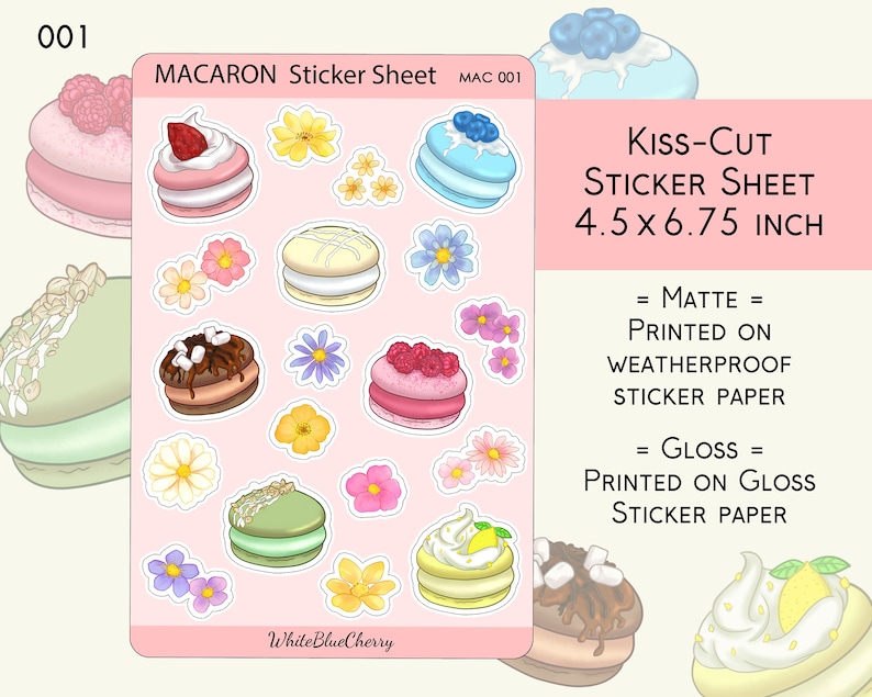 Macaron Sticker Sheet Sticker Pack French Macarons - Etsy