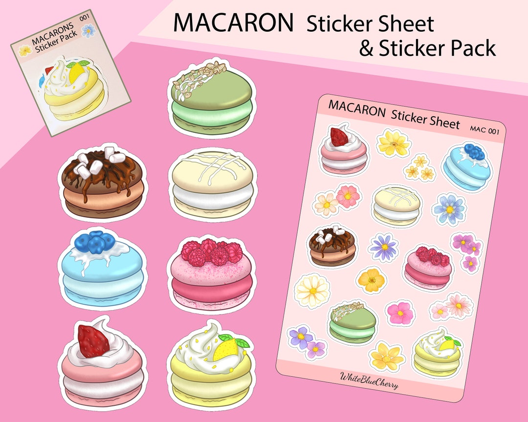 Macaron Sticker Sheet Sticker Pack French Macarons - Etsy