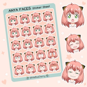 Cute Face Sticker Sheet Anime Chibi Sticker Facial Expressions Emotion ...