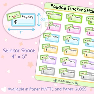 Payday Tracker Sticker Sheet Planner Sticker Paycheck Sticker Budget ...