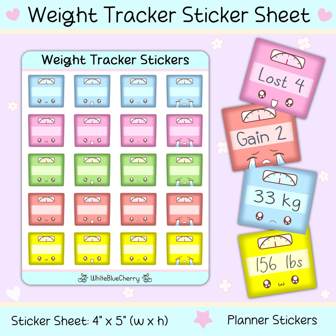 Weight Tracker Sticker Sheet Health Scale Sticker Diet Well Being ...