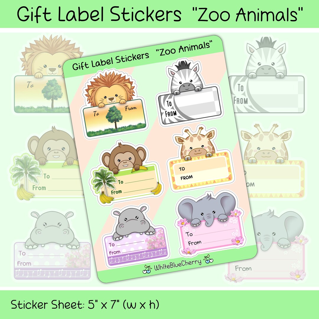 Zoo Animal Gift Tags Labels, "to & From" Stickers With Cute Creatures ...