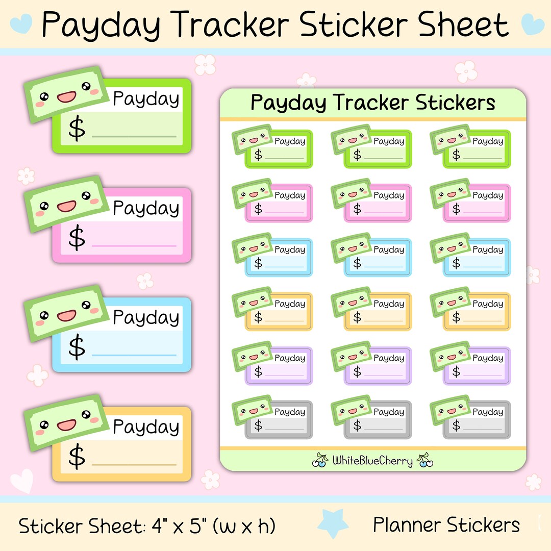 Payday Tracker Sticker Sheet Planner Sticker Paycheck Budget Planner Sticker Finance Planner ...