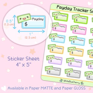 Payday Tracker Sticker Sheet Planner Sticker Paycheck Budget Planner ...