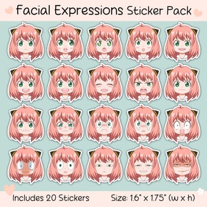 Cute Face Sticker Sheet Anime Chibi Sticker Facial Expressions Emotion ...