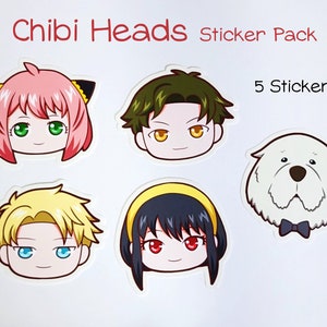 Chibi Head Sticker Pack Anime Chibi Head Stickers Anime Stickers Family ...