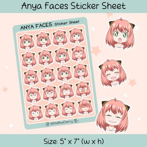 Cute Face Sticker Sheet Anime Chibi Sticker Emotion Sticker Face ...