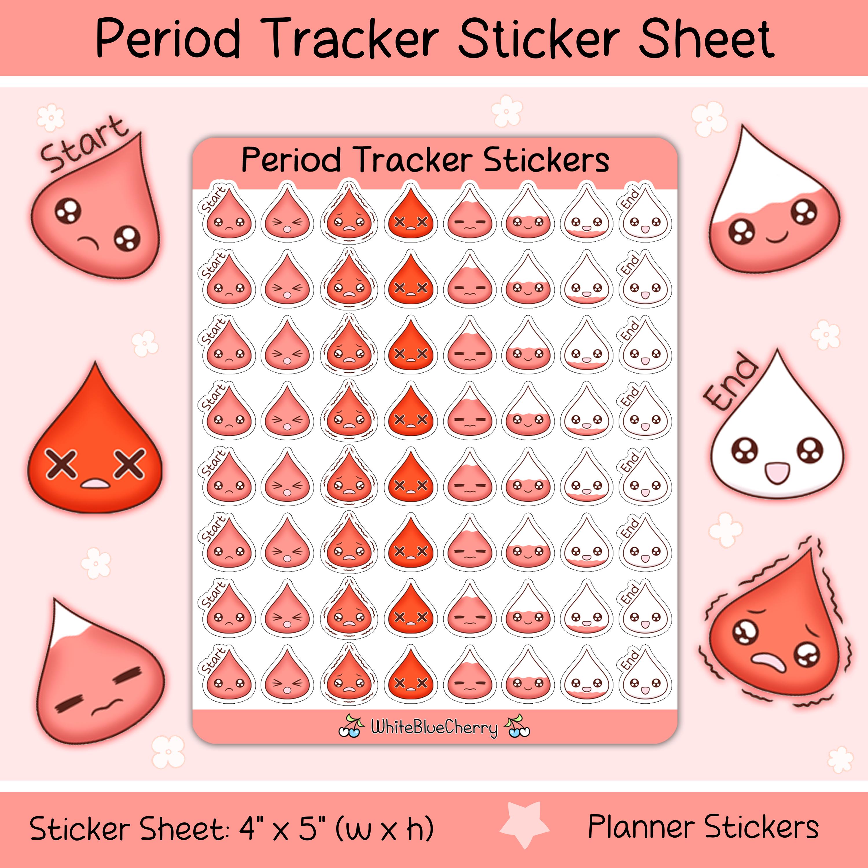 Period Tracker Sticker Sheet Cute Menstrual Cycle Planner Sticker Woman ...