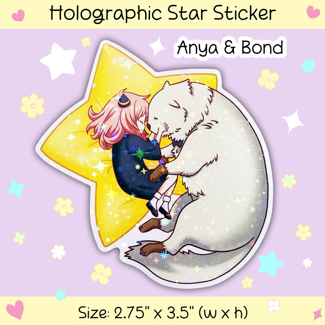 Cute Holographic Sticker Anime Sticker Chibi Sticker Girl and Dog ...