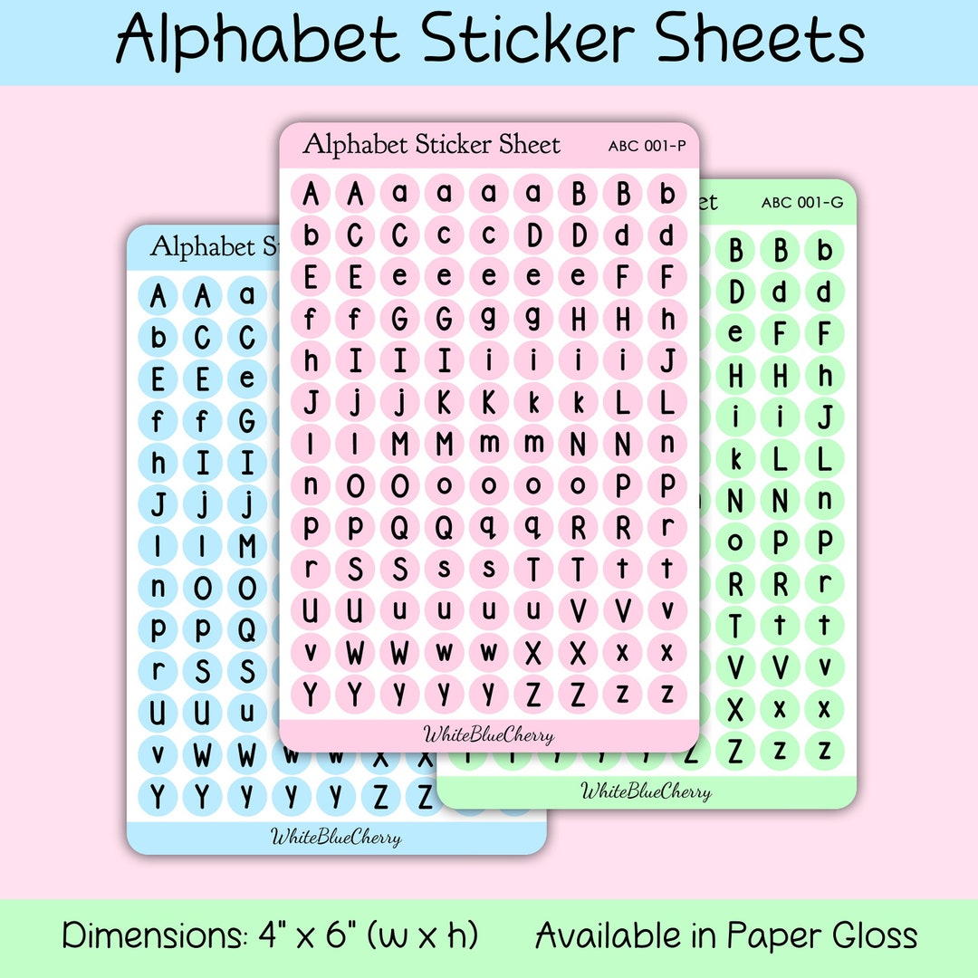 Alphabet Sticker Sheets ABC Letters Planner Stickers Bullet Journal ...