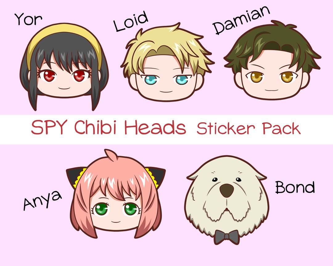 Spy Chibi Head Sticker Pack Anime Heads Anya Bond Loid - Etsy