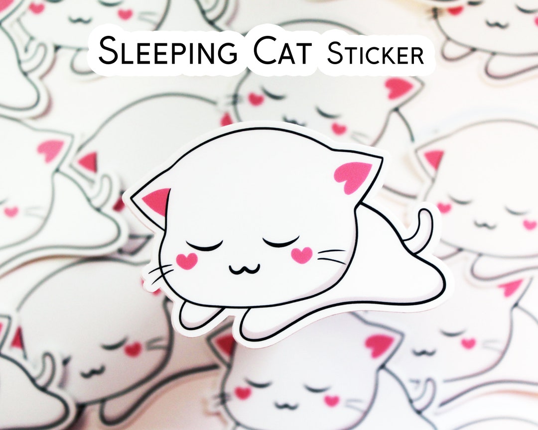 Sleeping Cat Sticker Kawaii Planner Sticker Cat Sleep Sticker Cat Lover ...