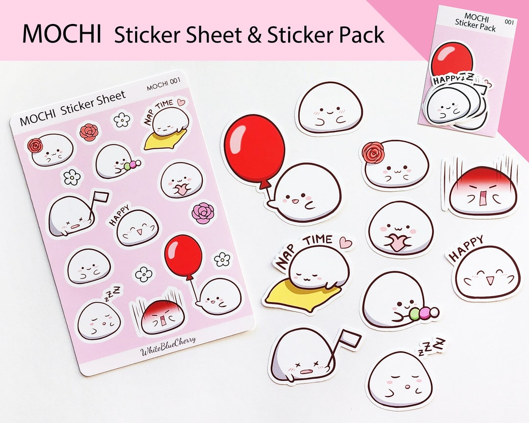 Mochi Sticker Sheet Sticker Pack Kawaii Sticker Cute - Etsy