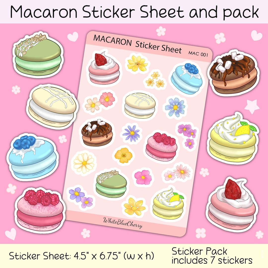 Macaron Sticker Sheet Sticker Pack French Macarons Sticker Snack ...