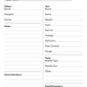 Printable and Digitally Fillable Knitting or Crochet Project Notes ...