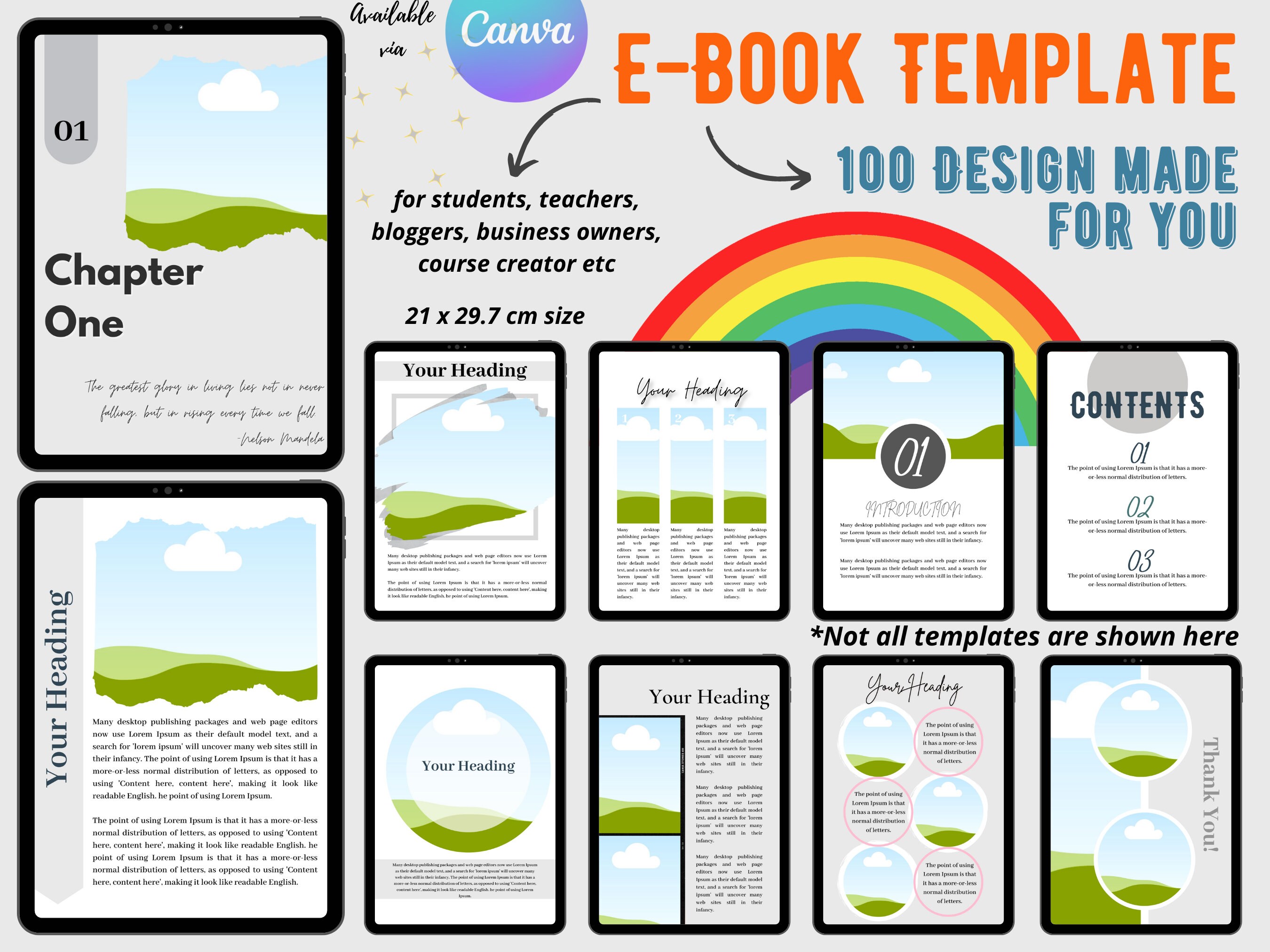 100 Ebook Templates Which Can Use as Workbook, Canva Template, Lead ...