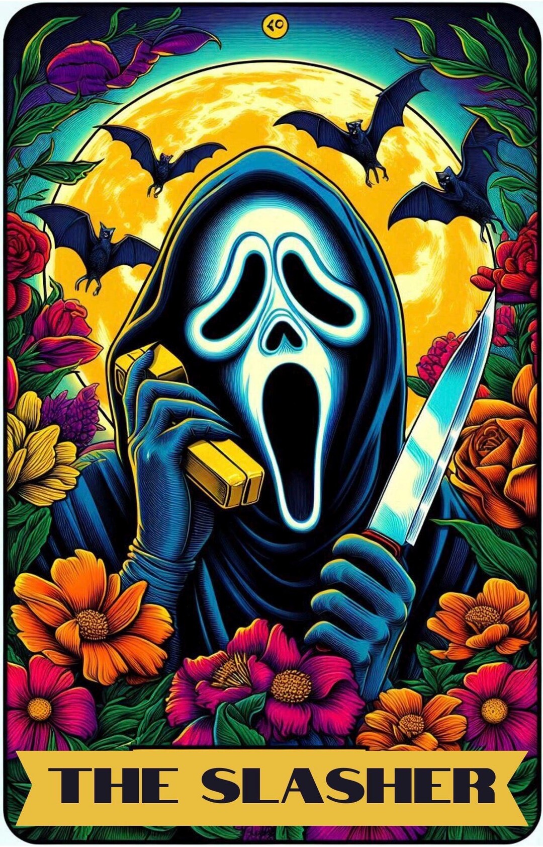 The Slasher Ghost Face Tarot Card White Polyester T-shirt - Etsy