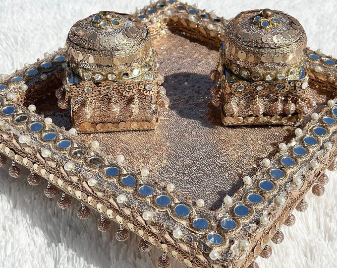 Sequin Wedding Ring Plate, Engagement/nikkah Ring Tray, Engagement ...