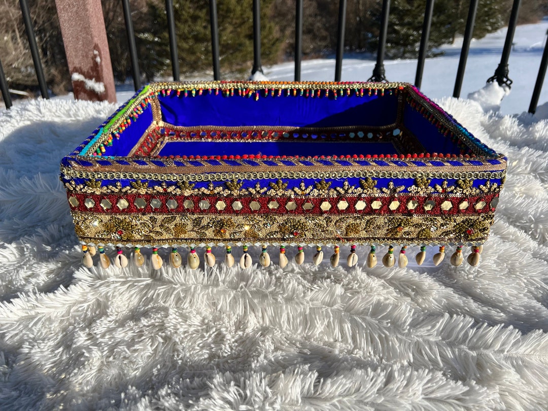 Beaded Wedding Tray, Henna Cones Tray, Nikkah Thaal, Indian Wedding ...
