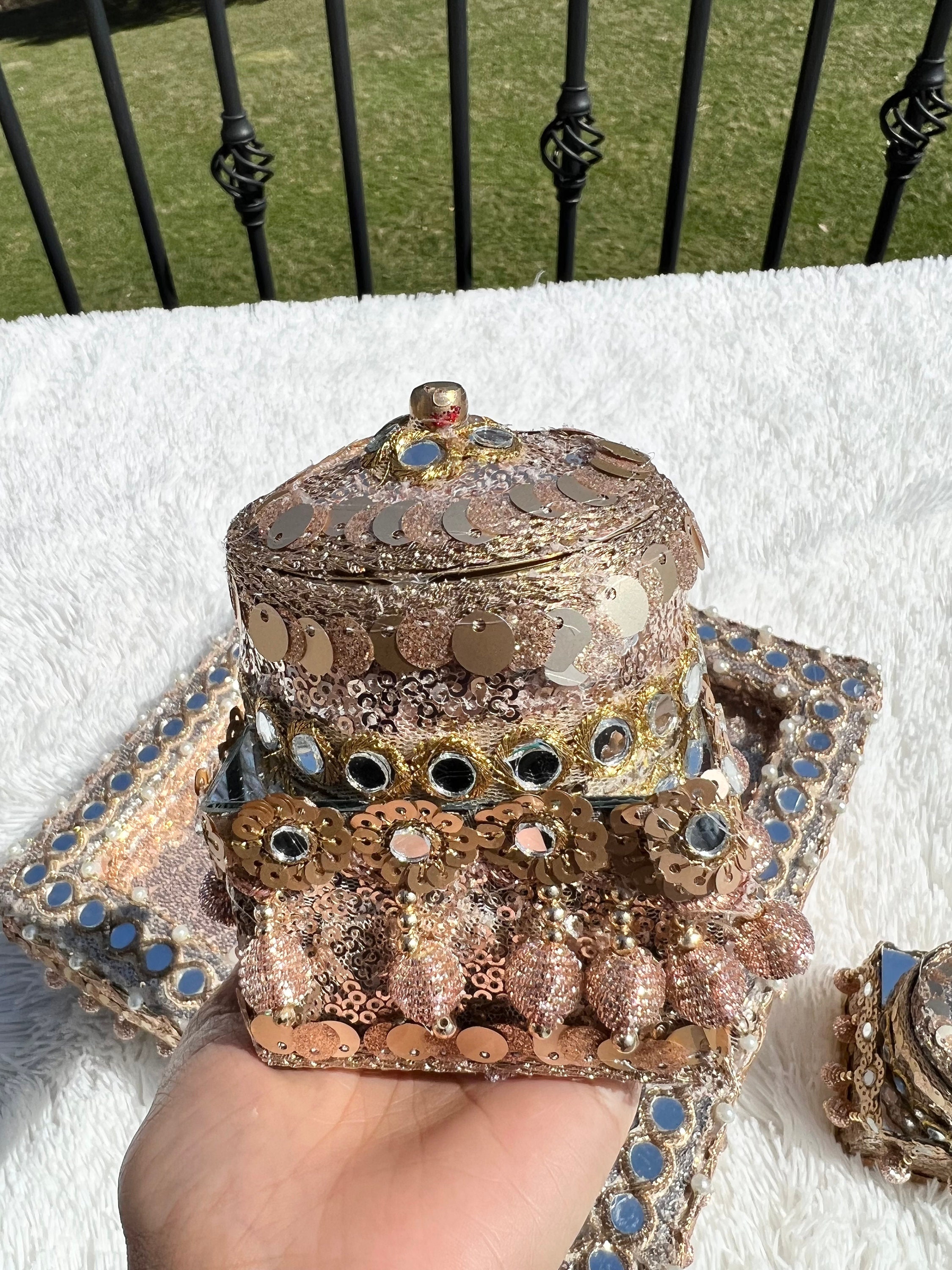 Sequin Wedding Ring Plate, Engagement/nikkah Ring Tray, Engagement ...