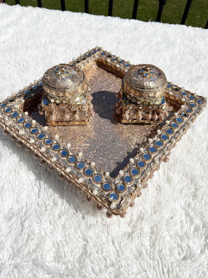 Sequin Wedding Ring Plate, Engagement/nikkah Ring Tray, Engagement ...