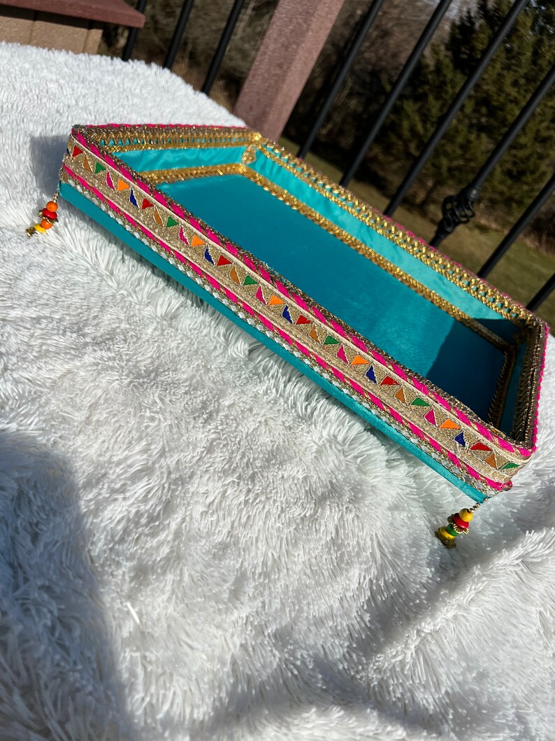 BLUE Gota Patti Wedding Tray, Henna Cones Tray, Indian Wedding Decor ...