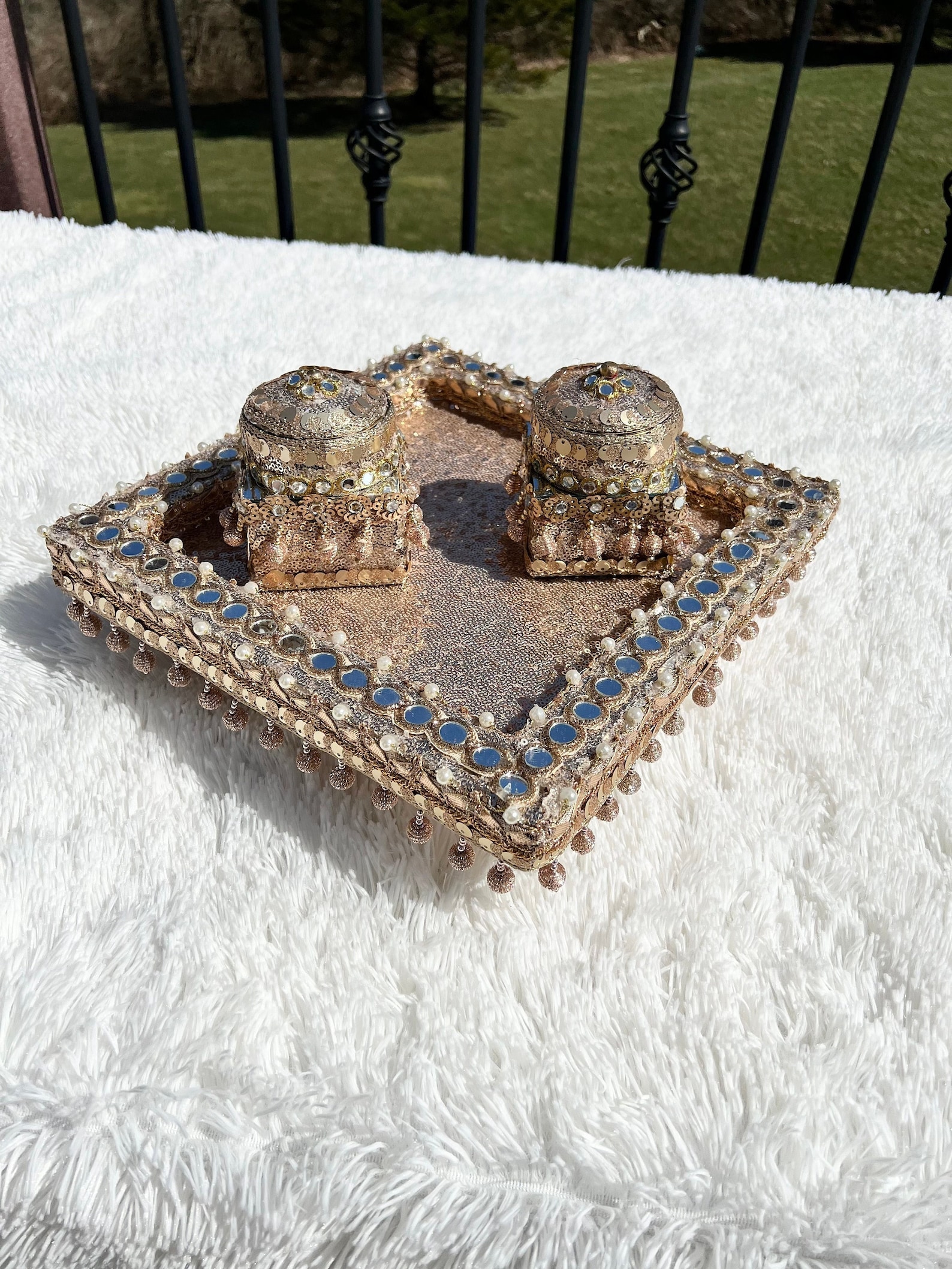 Sequin Wedding Ring Plate, Engagement/nikkah Ring Tray, Engagement ...