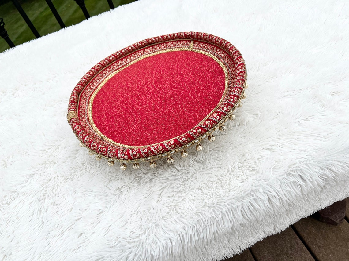 RED Wedding Tray, Henna Cones Tray, Indian Wedding Decor, Haldi Plate ...