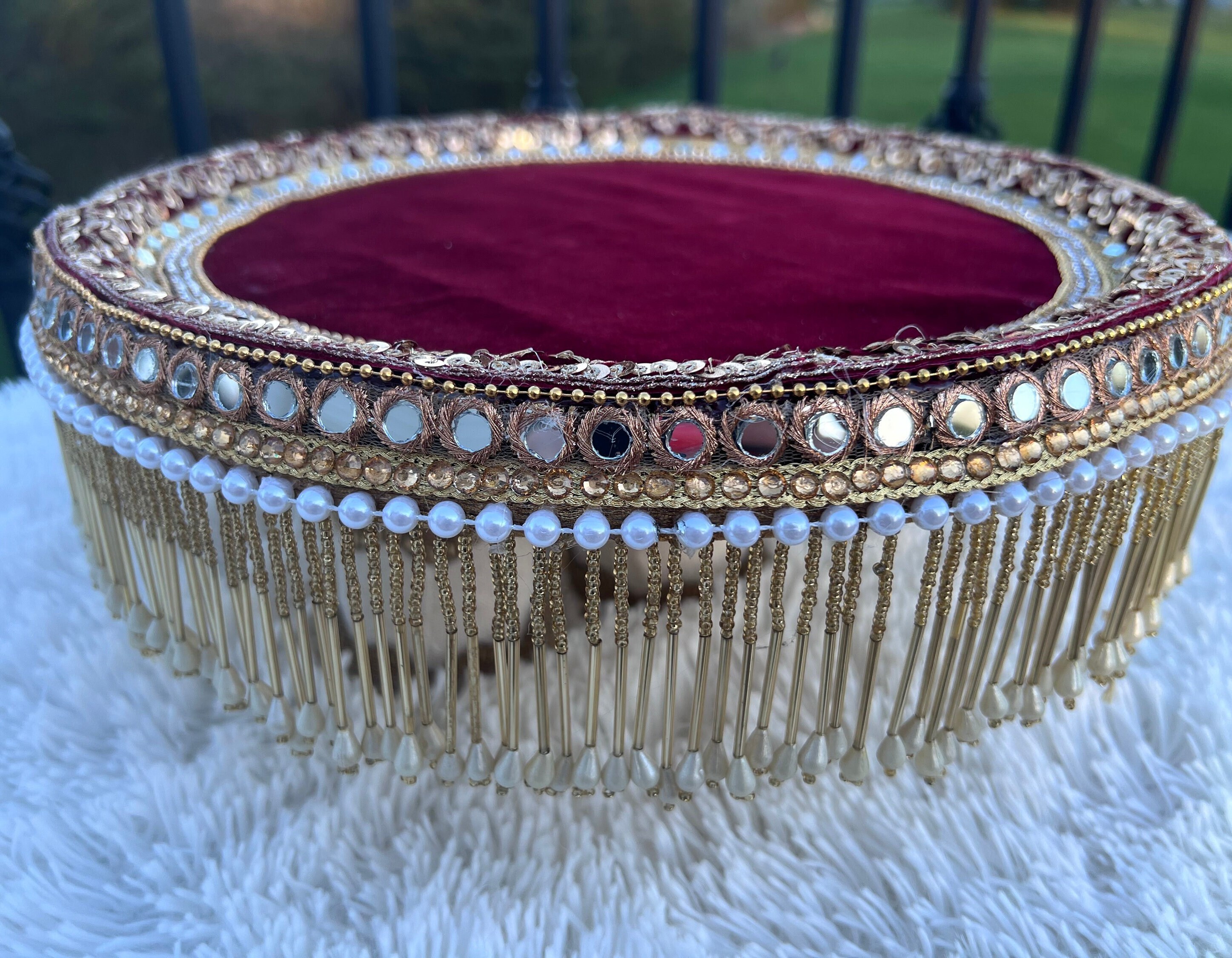 Maroon Velvet Indian Wedding Tray, Henna Cones Tray, Indian Wedding ...