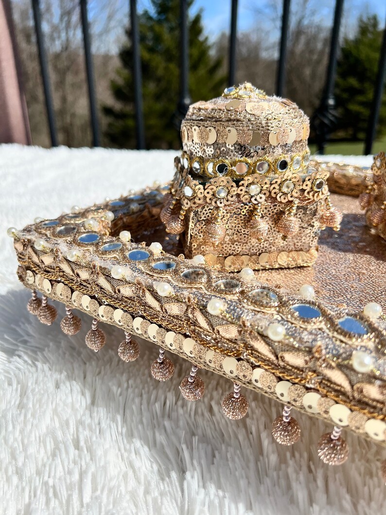 Sequin Wedding Ring Plate, Engagement/nikkah Ring Tray, Engagement ...