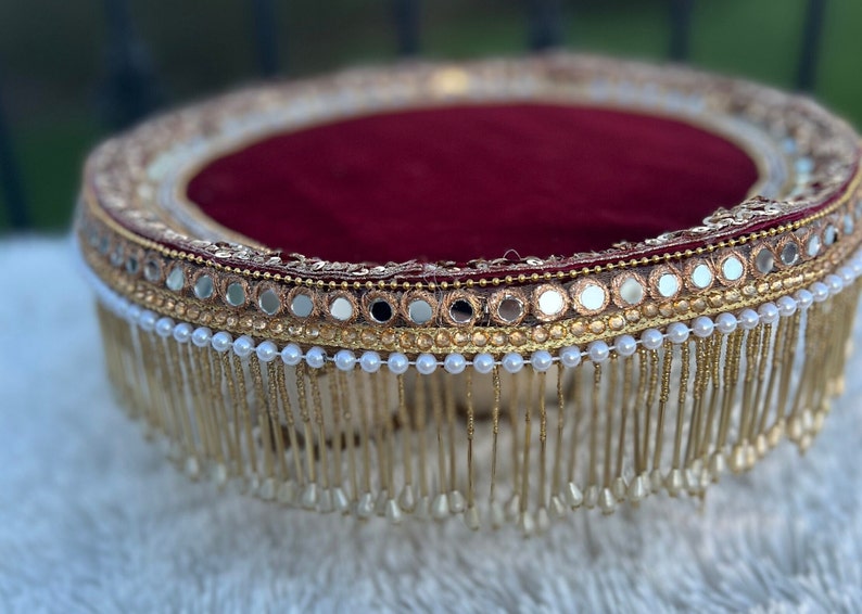 Maroon Velvet Indian Wedding Tray, Henna Cones Tray, Indian Wedding ...
