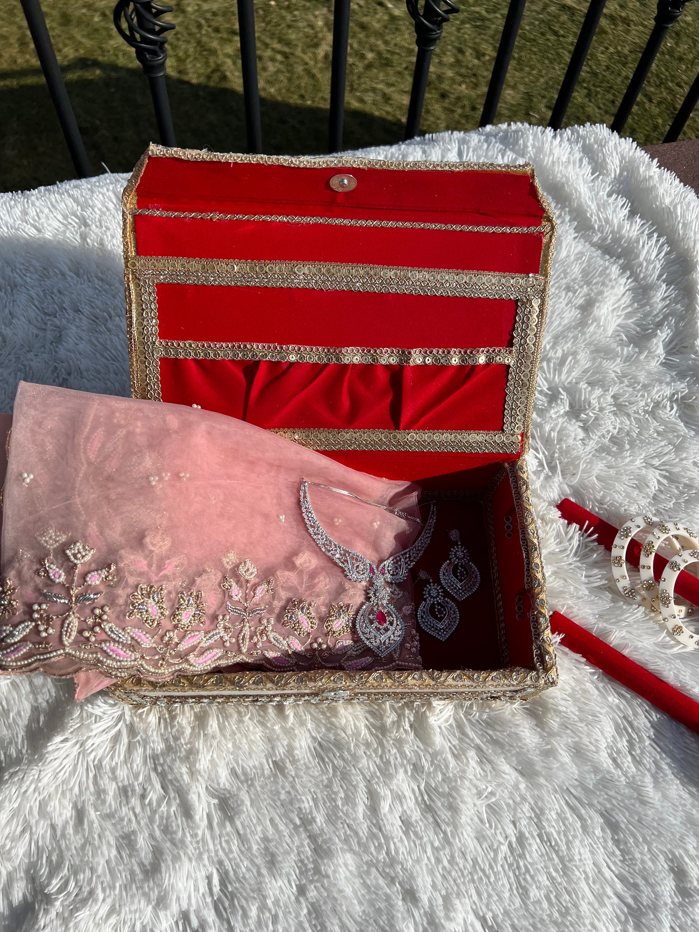 Decorative Jewelry/bangle Box, Zardozi Work, Indian Wedding Tray ...