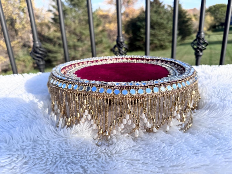 Maroon Velvet Indian Wedding Tray, Henna Cones Tray, Indian Wedding ...