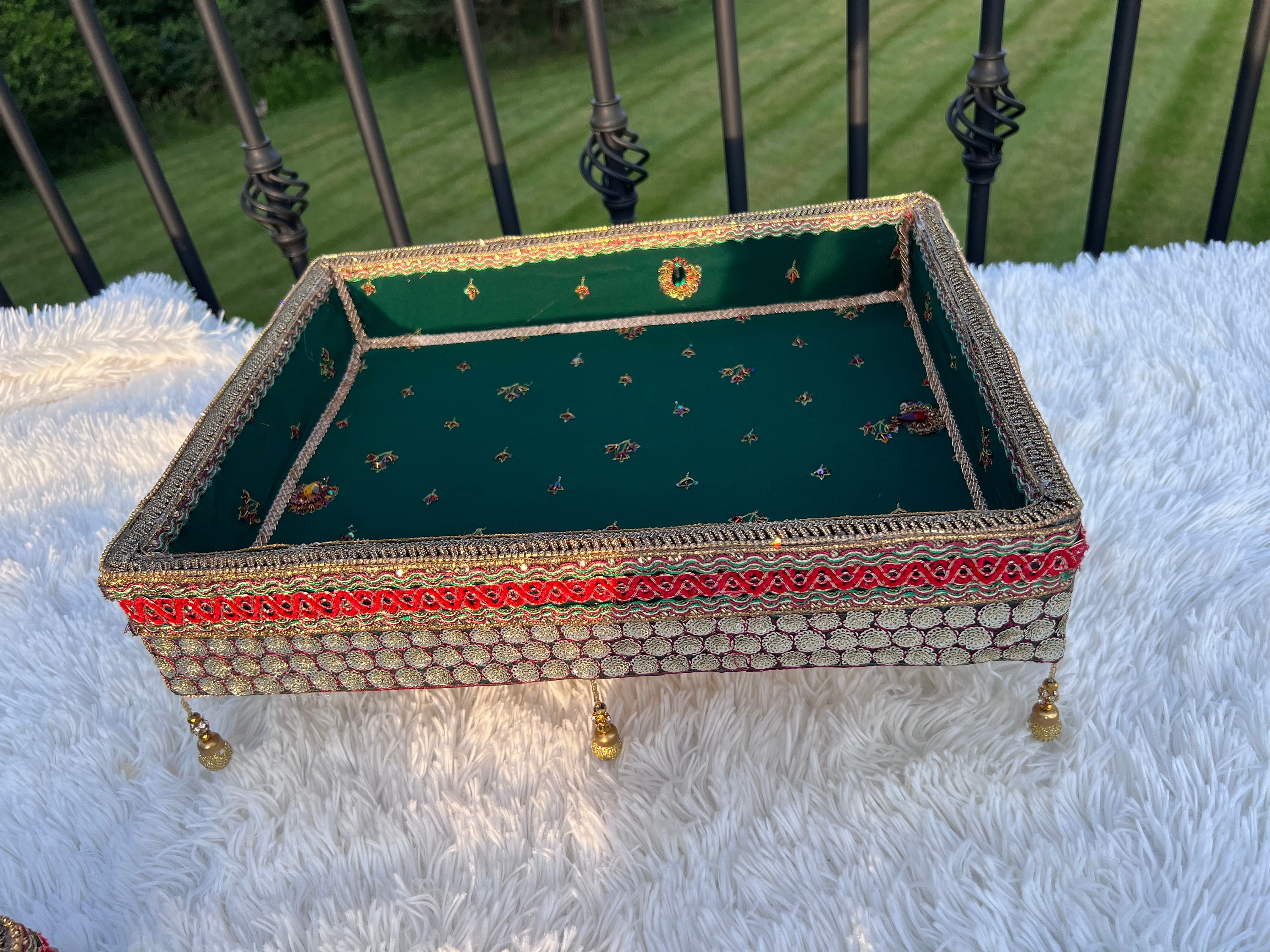 Green Wedding Tray, Nikkah Thaal, Henna Cones Tray, Indian Wedding ...