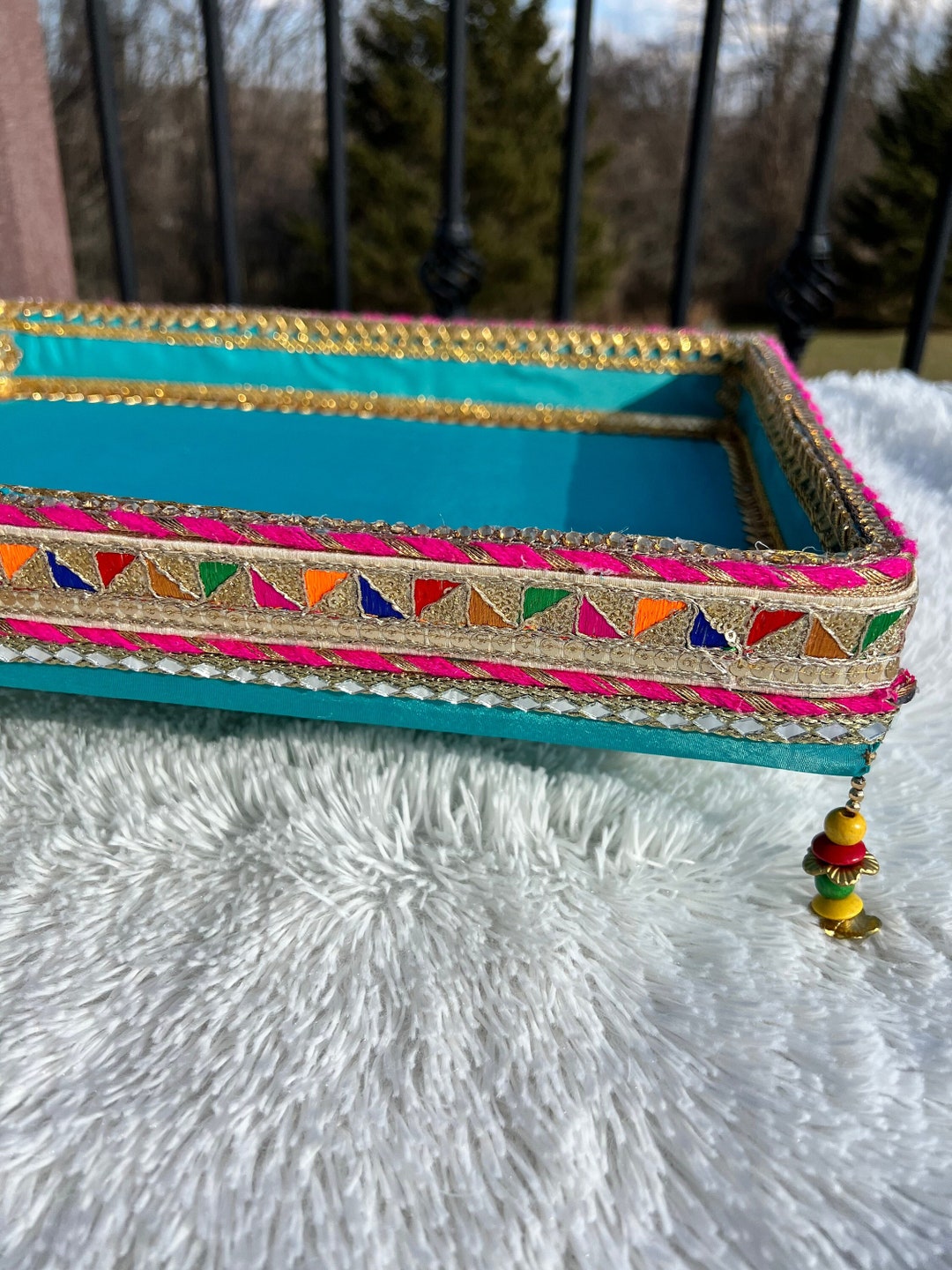 BLUE Gota Patti Wedding Tray, Henna Cones Tray, Indian Wedding Decor ...