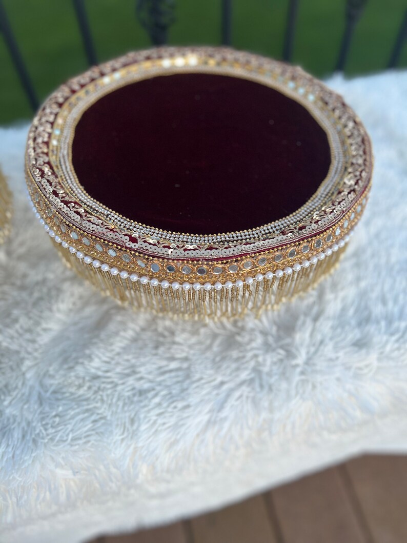 Maroon Velvet Indian Wedding Tray, Henna Cones Tray, Indian Wedding ...