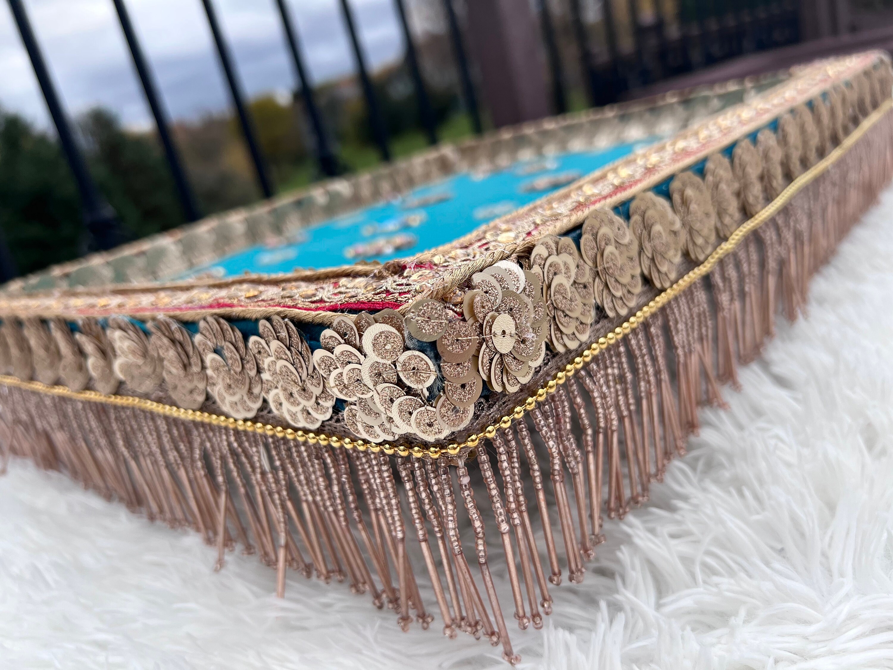 Teal Zardozi Wedding Tray, Henna Cones Tray, Indian Wedding Tray ...