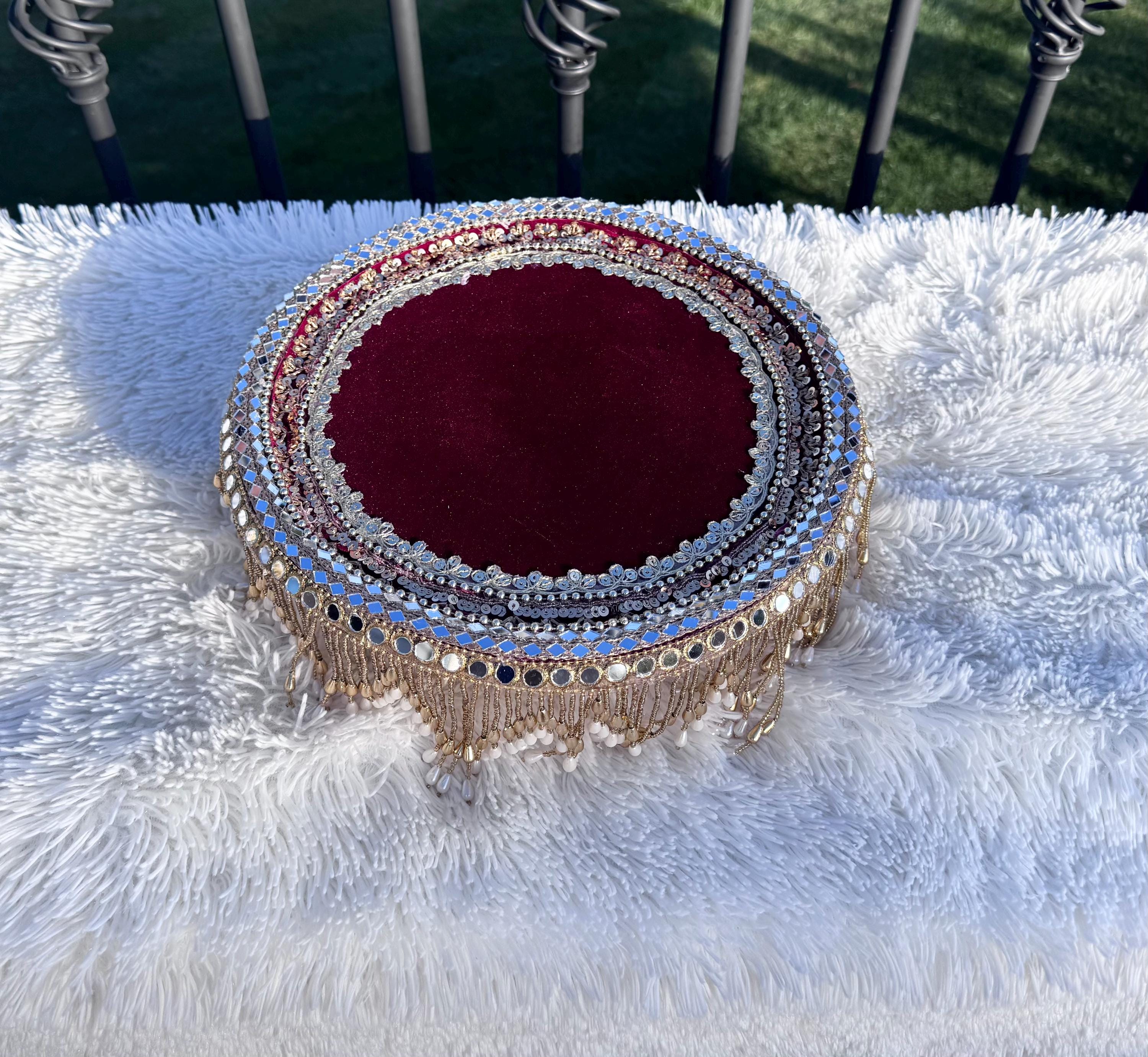 Maroon Velvet Indian Wedding Tray, Henna Cones Tray, Indian Wedding ...