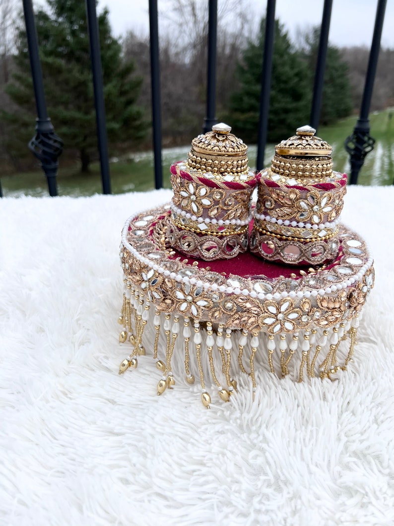 RED Sequin Wedding Ring Plate, Engagement/nikkah Ring Tray,engagement ...