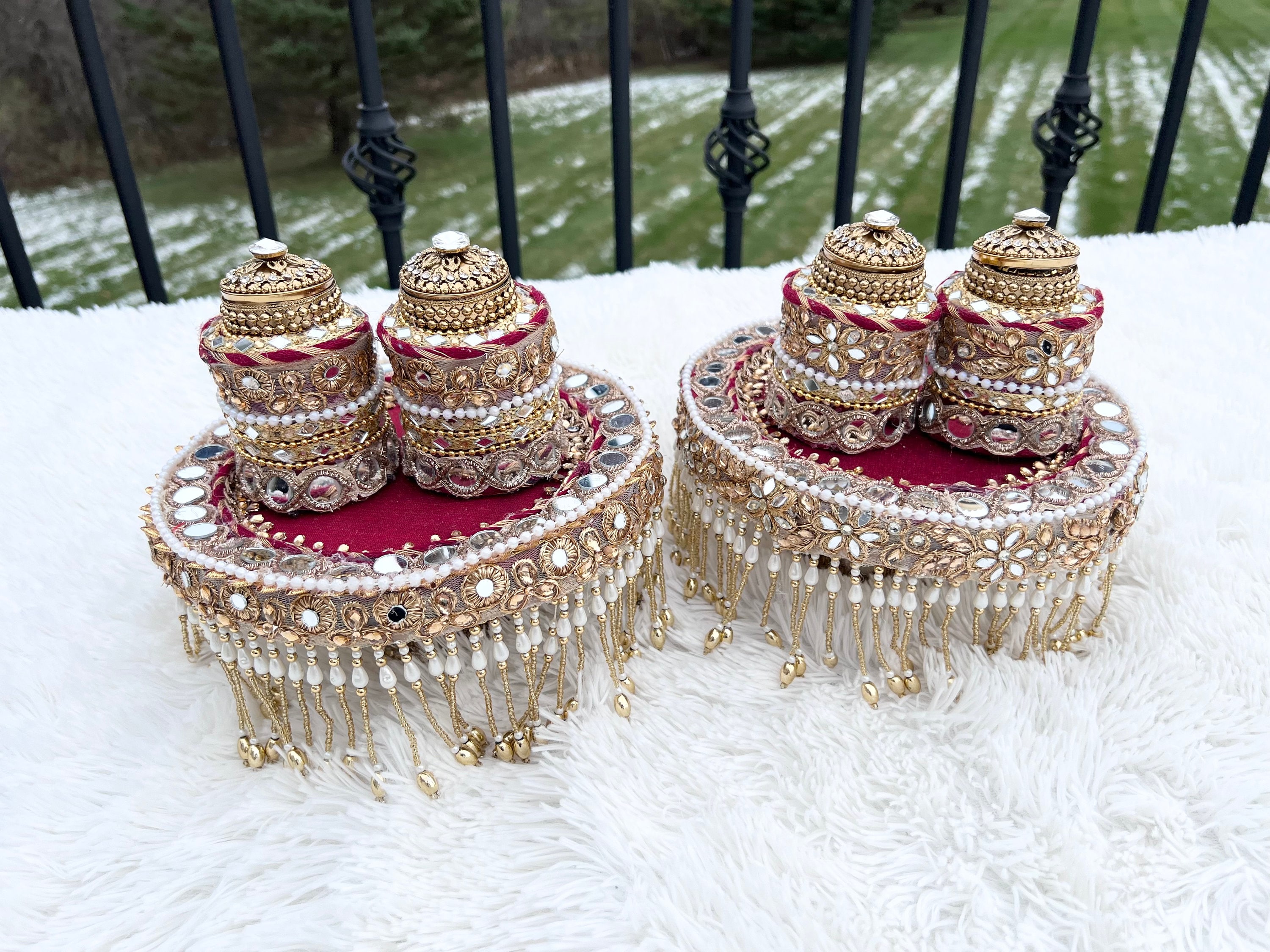 RED Sequin Wedding Ring Plate, Engagement/nikkah Ring Tray,engagement ...